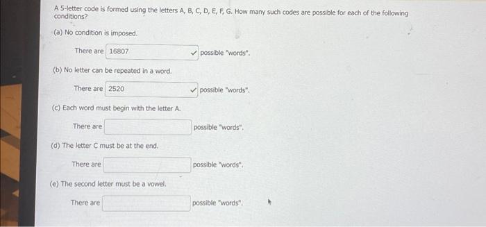 Solved A 5 -letter code is formed using the letters A, B, C, | Chegg.com