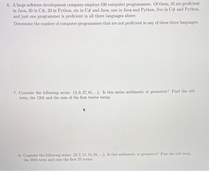 Solved A large software development company employs 100 | Chegg.com