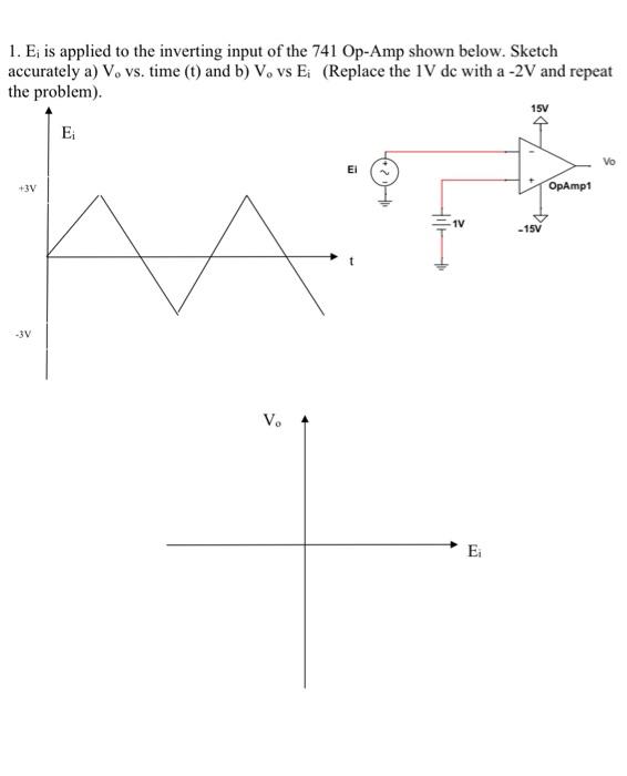 Solved 1. Ei is applied to the inverting input of the 741 | Chegg.com