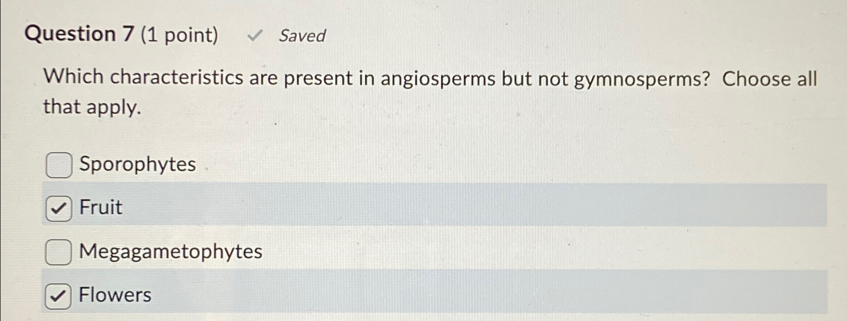 Solved Question 7 (1 ﻿point) ﻿SavedWhich characteristics | Chegg.com