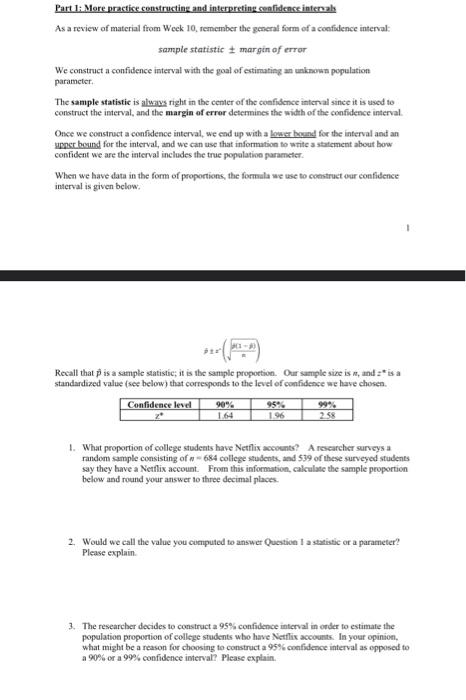 Solved Part 1: More practice censtructing and interpreting | Chegg.com