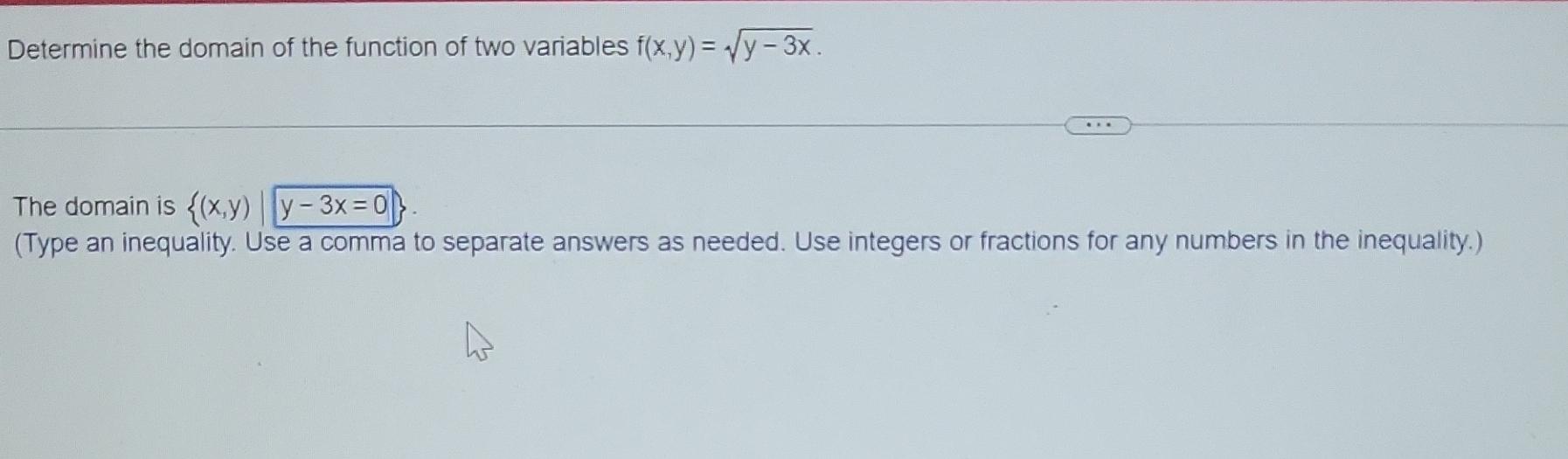 Solved Determine the domain of the function of two variables | Chegg.com