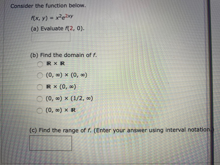 Solved Find The Values Of The Function Rx Y Exy A F X
