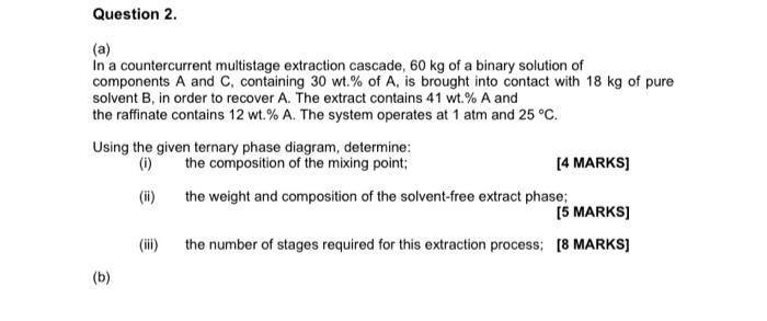 Solved (a) In a countercurrent multistage extraction | Chegg.com