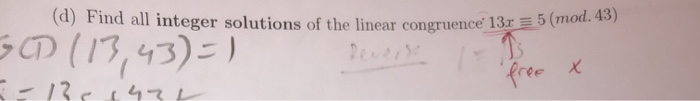 Solved d) Find all integer solutions of the linear | Chegg.com