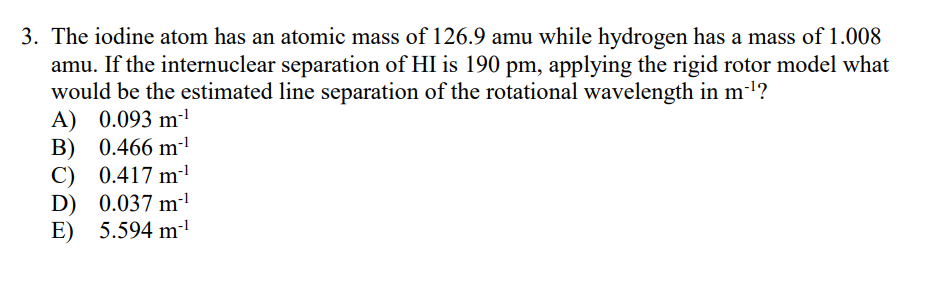 Solved The iodine atom has an atomic mass of 126.9aμ ﻿while | Chegg.com