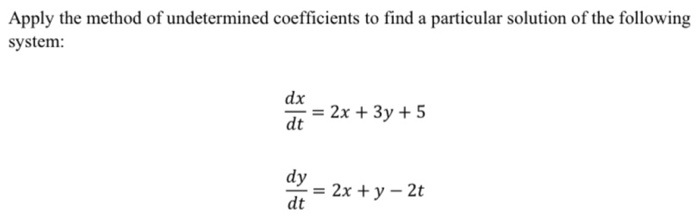 Solved Apply the method of undeter Apply the method of | Chegg.com