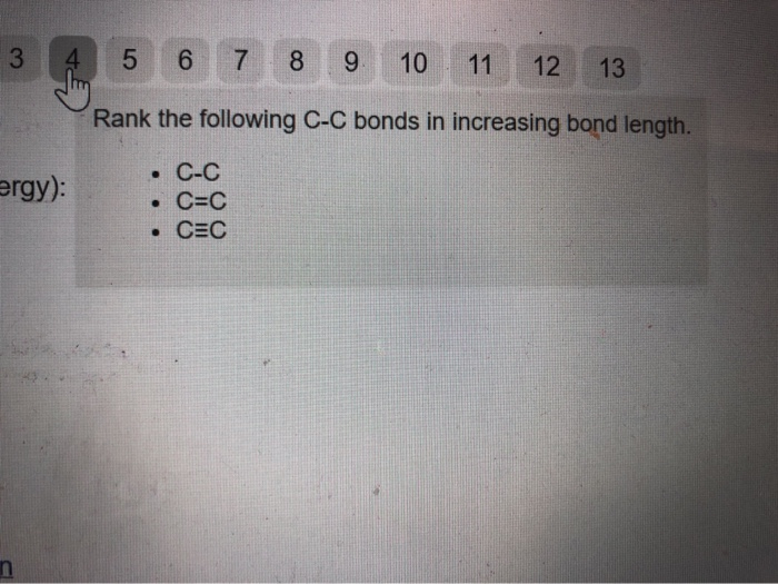 Solved Arrange the following in order of increasing bond | Chegg.com