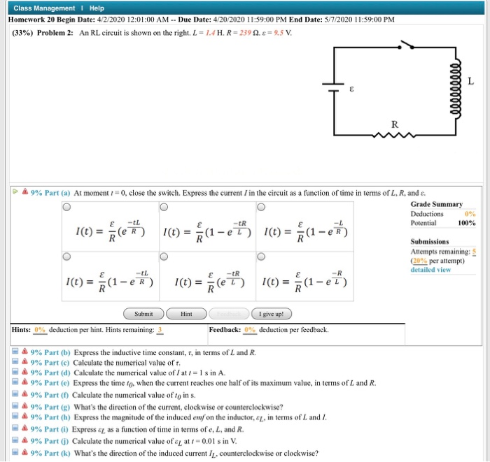 Solved Class Management | Help Homework 20 Begin Date: | Chegg.com
