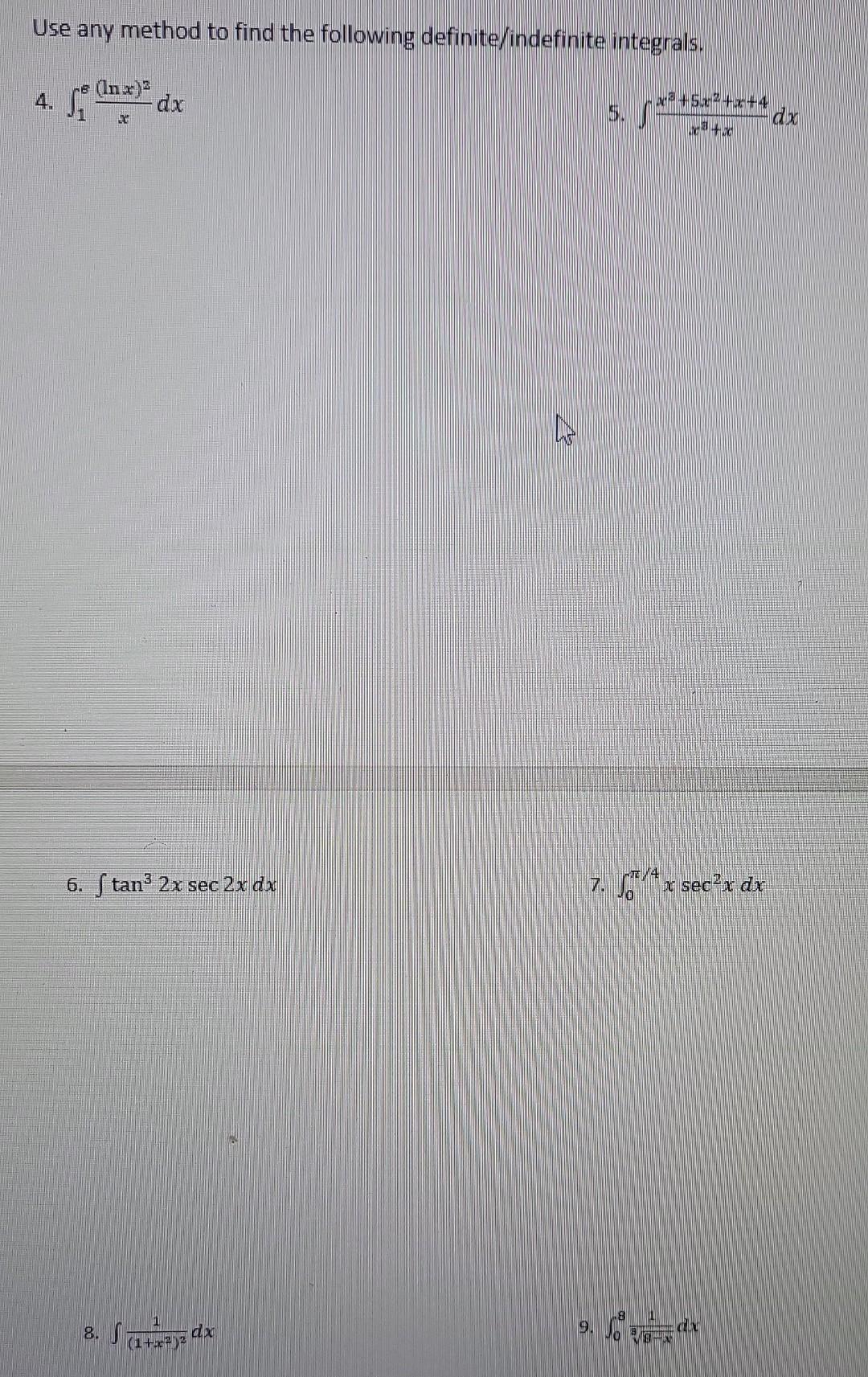 Solved Use any method to find the following | Chegg.com