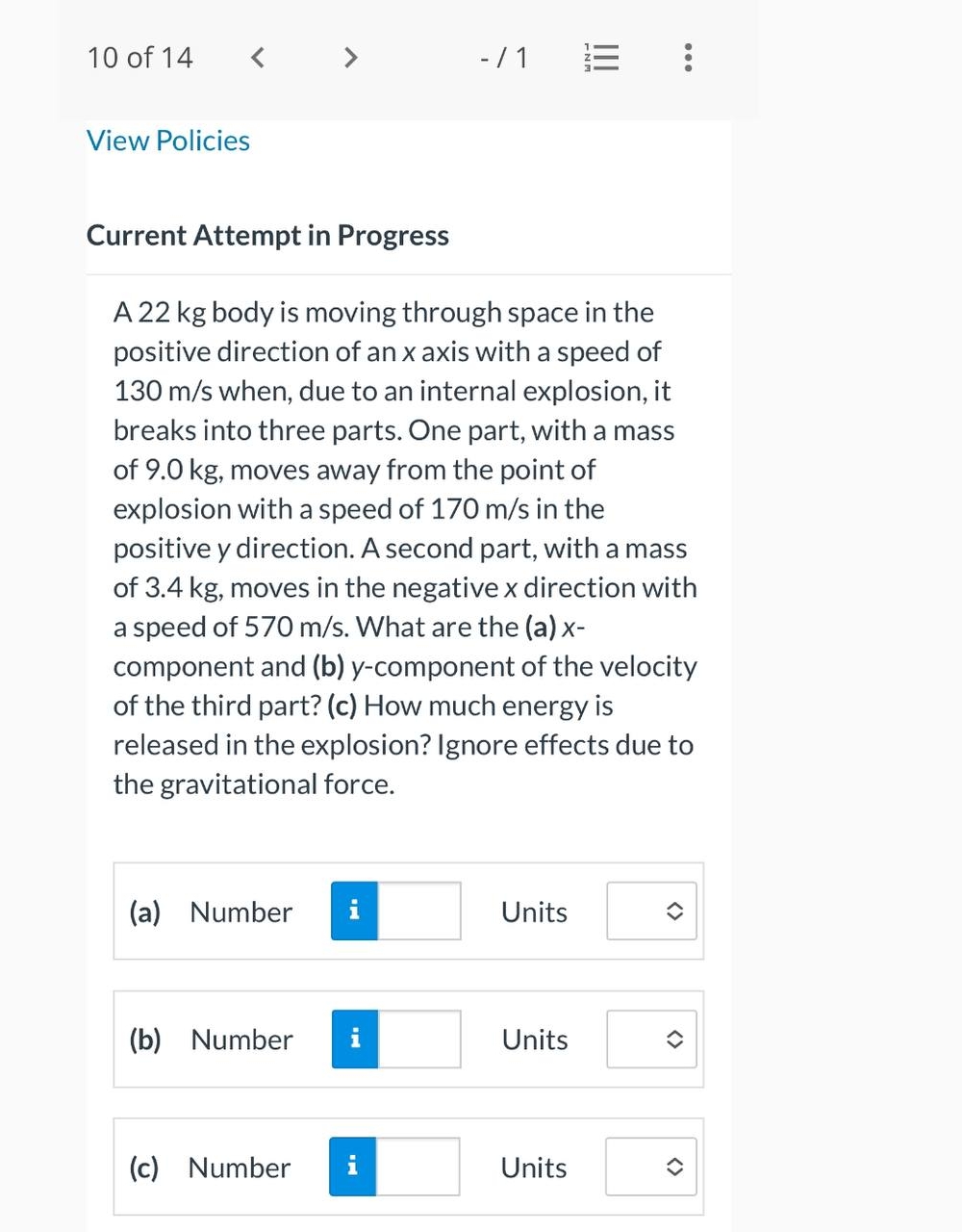 Solved 10 ﻿of 14-1View PoliciesCurrent Attempt in ProgressA | Chegg.com