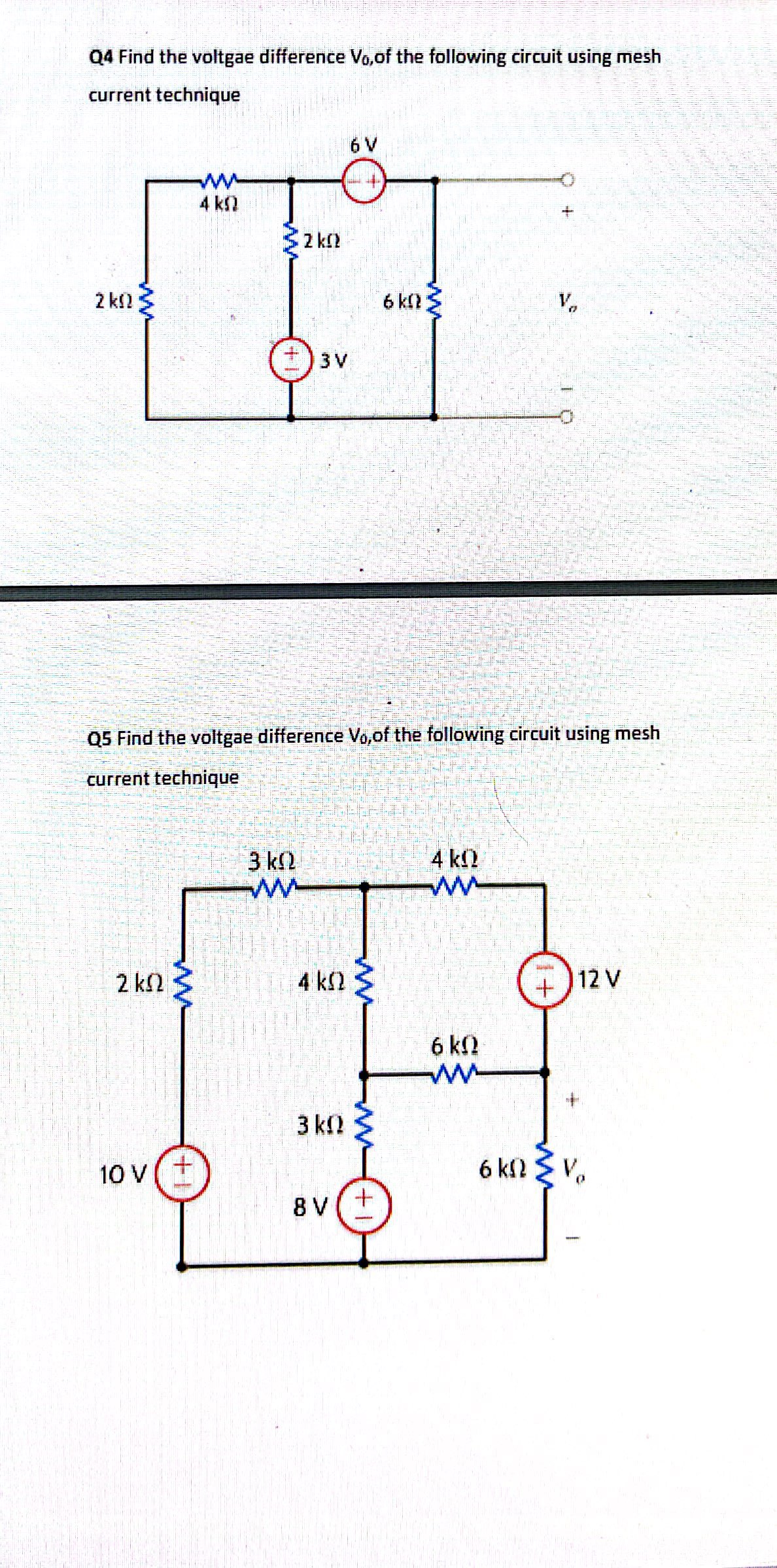 Solved Q4 Find the voltgae difference V0, of the following | Chegg.com Solved Q4 Find the voltgae difference V0, of the following | Chegg.com