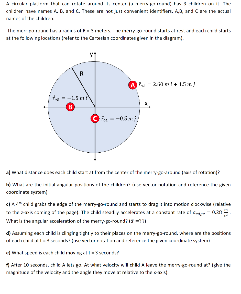 Solved A circular platform that can rotate around its center | Chegg.com