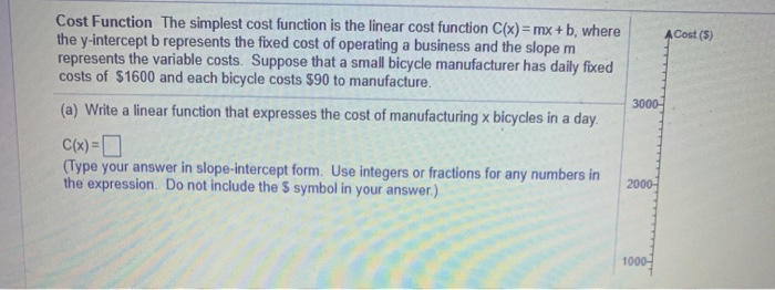 Solved A Cost 5 Cost Function The Simplest Cost Function