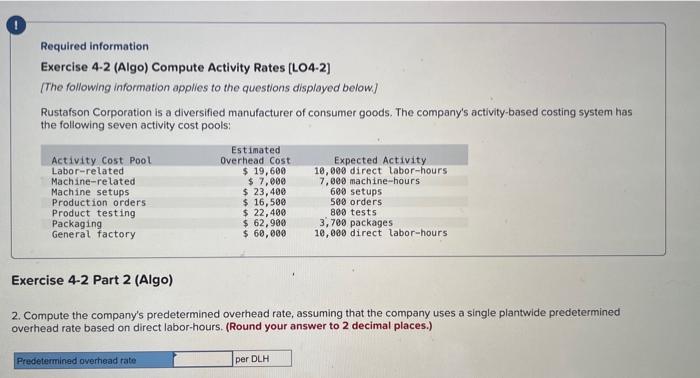 Solved Required information Exercise 4-2 (Algo) Compute | Chegg.com