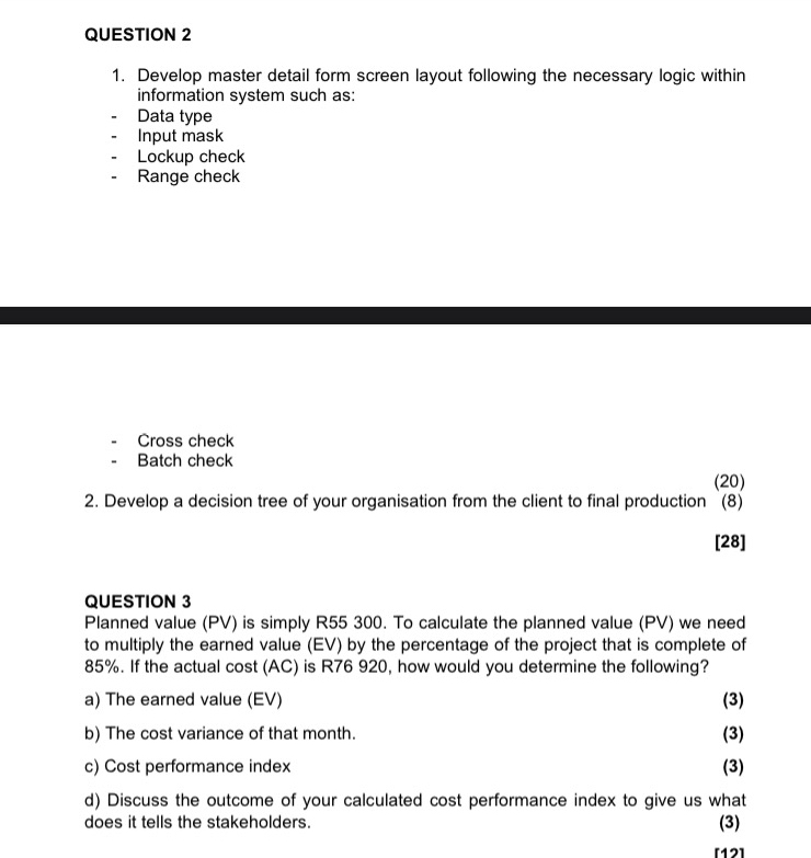 QUESTION 2Develop master detail form screen layout | Chegg.com