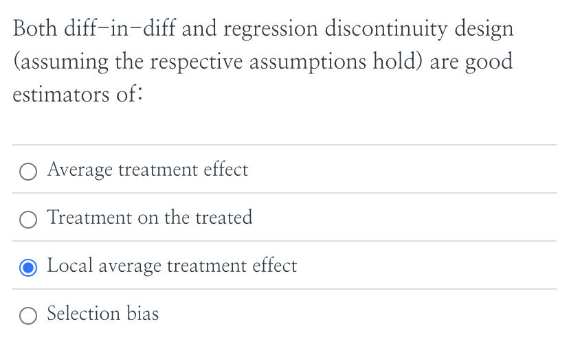 Solved Both diff-in-diff and regression discontinuity design | Chegg.com