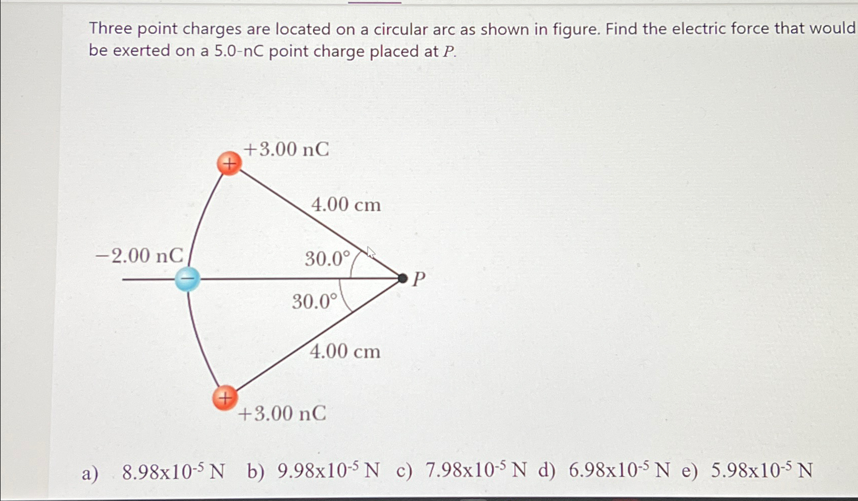 Solved Three point charges are located on a circular arc as | Chegg.com