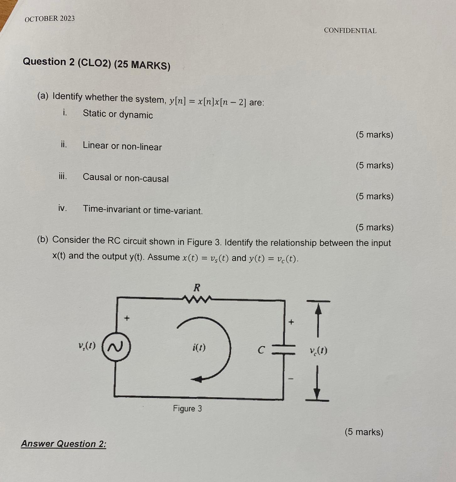 Solved OCTOBER 2023CONFIDENTIALQuestion 2 (CLO2) (25 | Chegg.com