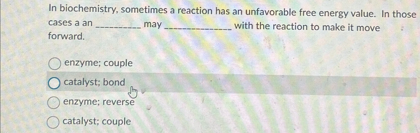 Solved In biochemistry, sometimes a reaction has an | Chegg.com