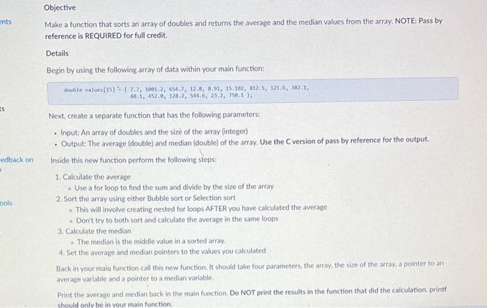 Solved Objective Make a function that sorts an array of | Chegg.com