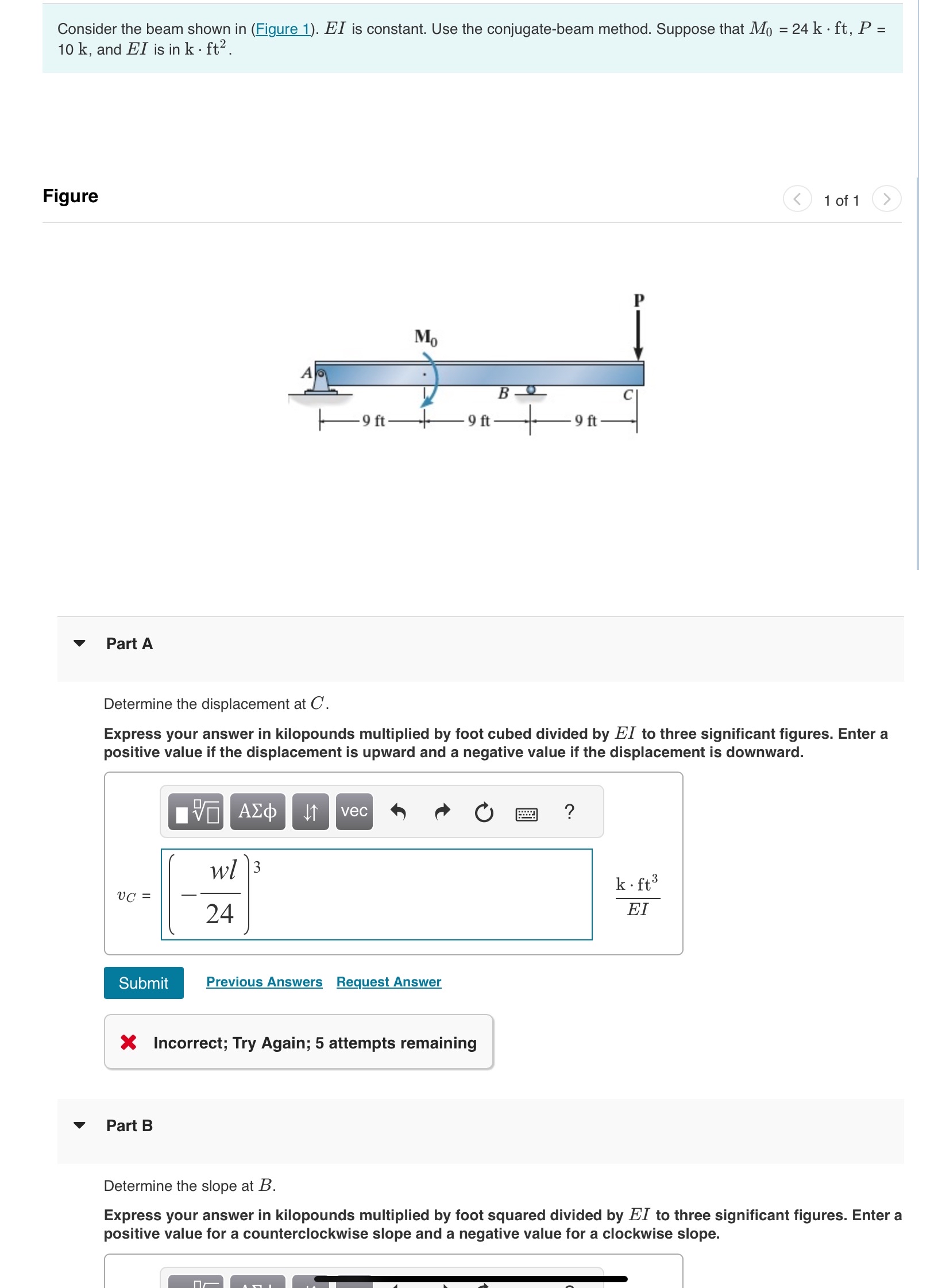 Solved Consider the beam shown in (Figure 1). EI ﻿is | Chegg.com