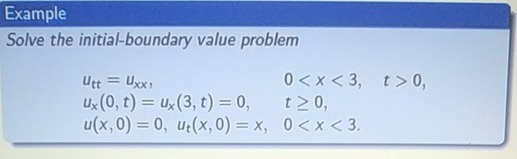 Solved Example Solve the initial-boundary value problem Utt | Chegg.com