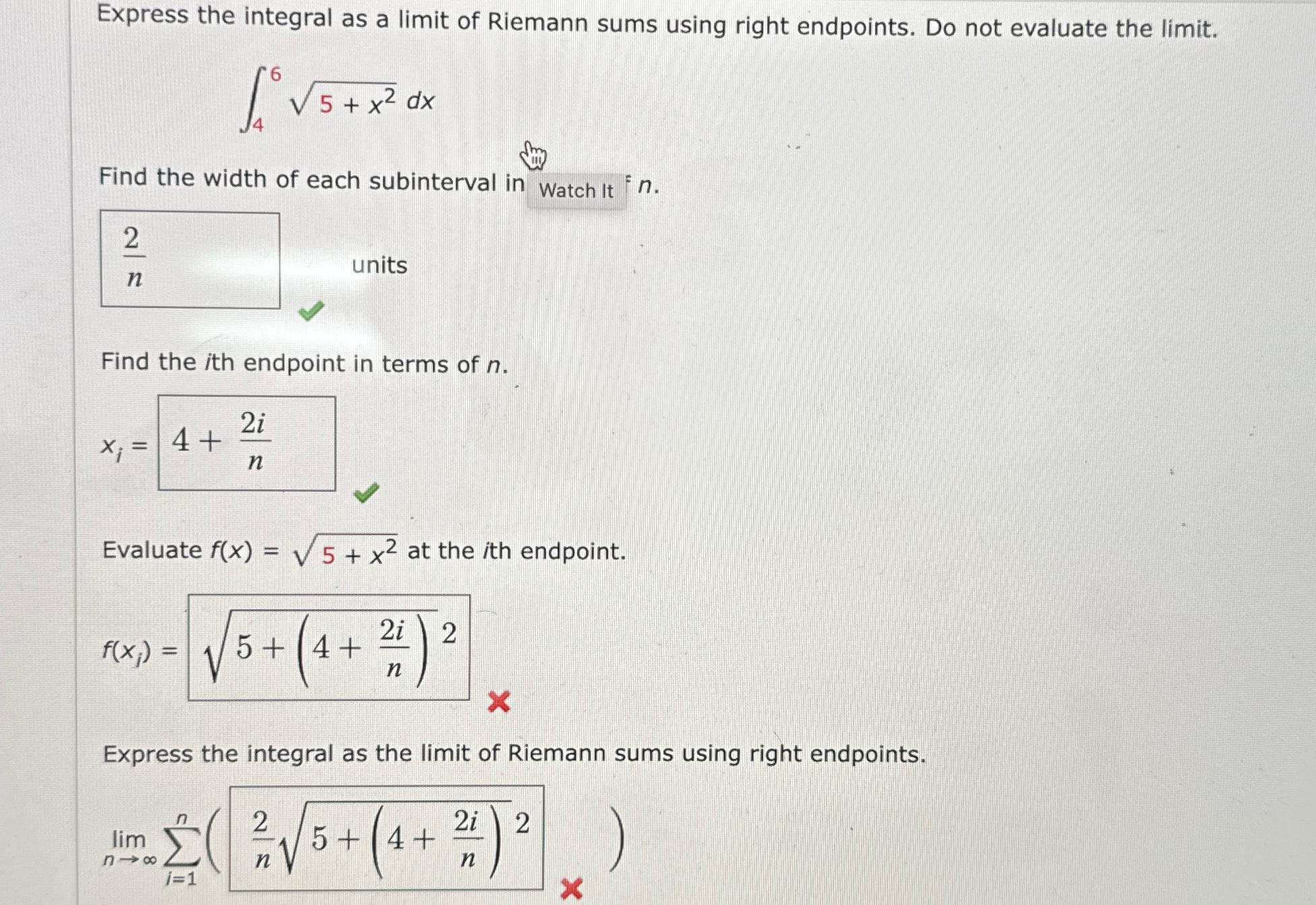 Solved Express the integral as a limit of Riemann sums using | Chegg.com