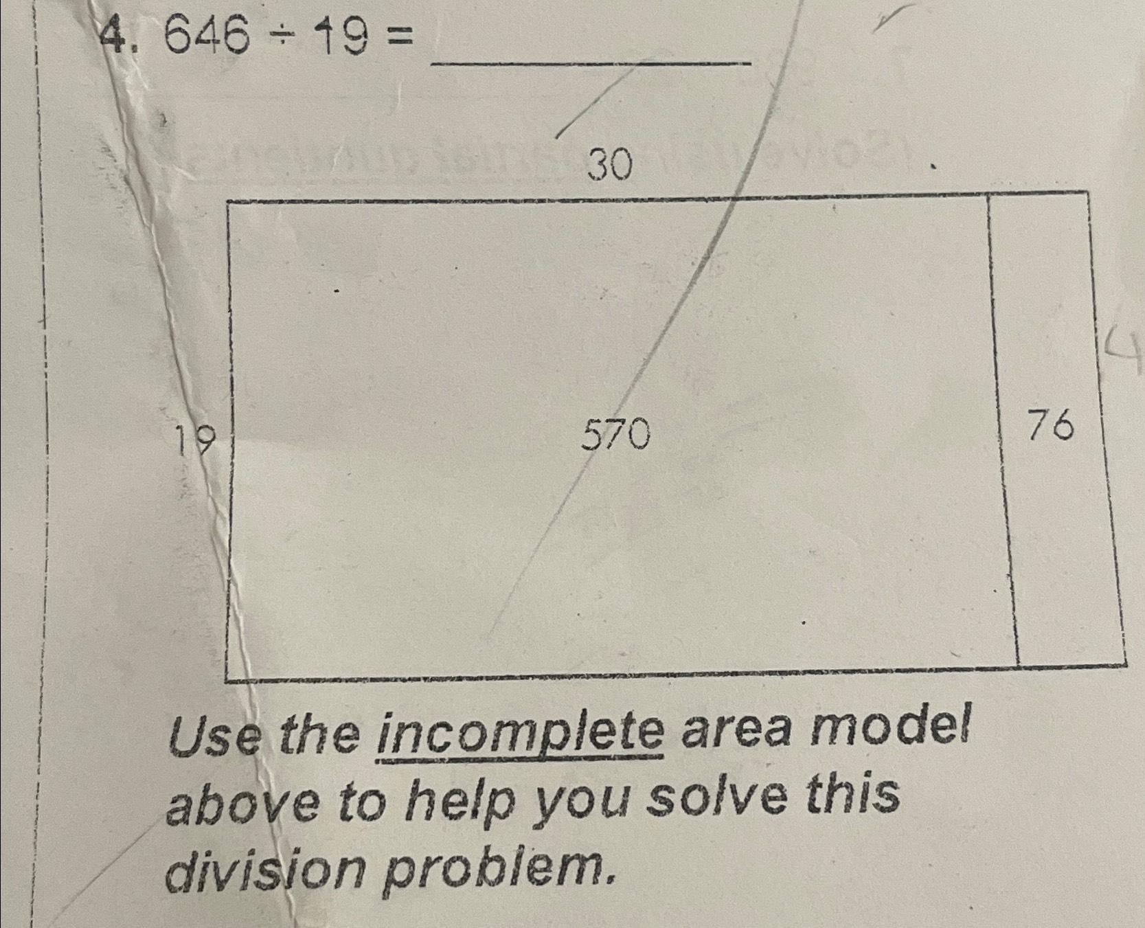 Solved 646÷49=Use the incomplete area model above to help | Chegg.com