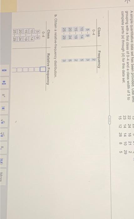 Solved A simple quantitative data set has been provided. Use | Chegg.com