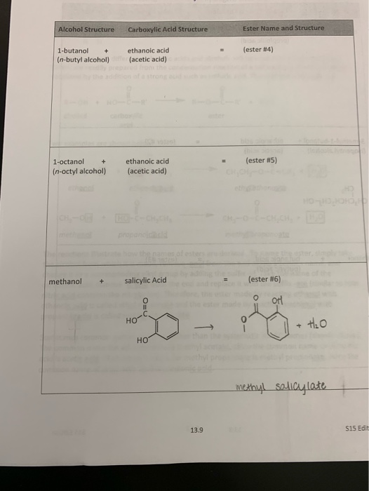 Solved the structural formula for each alcohol and acid. | Chegg.com