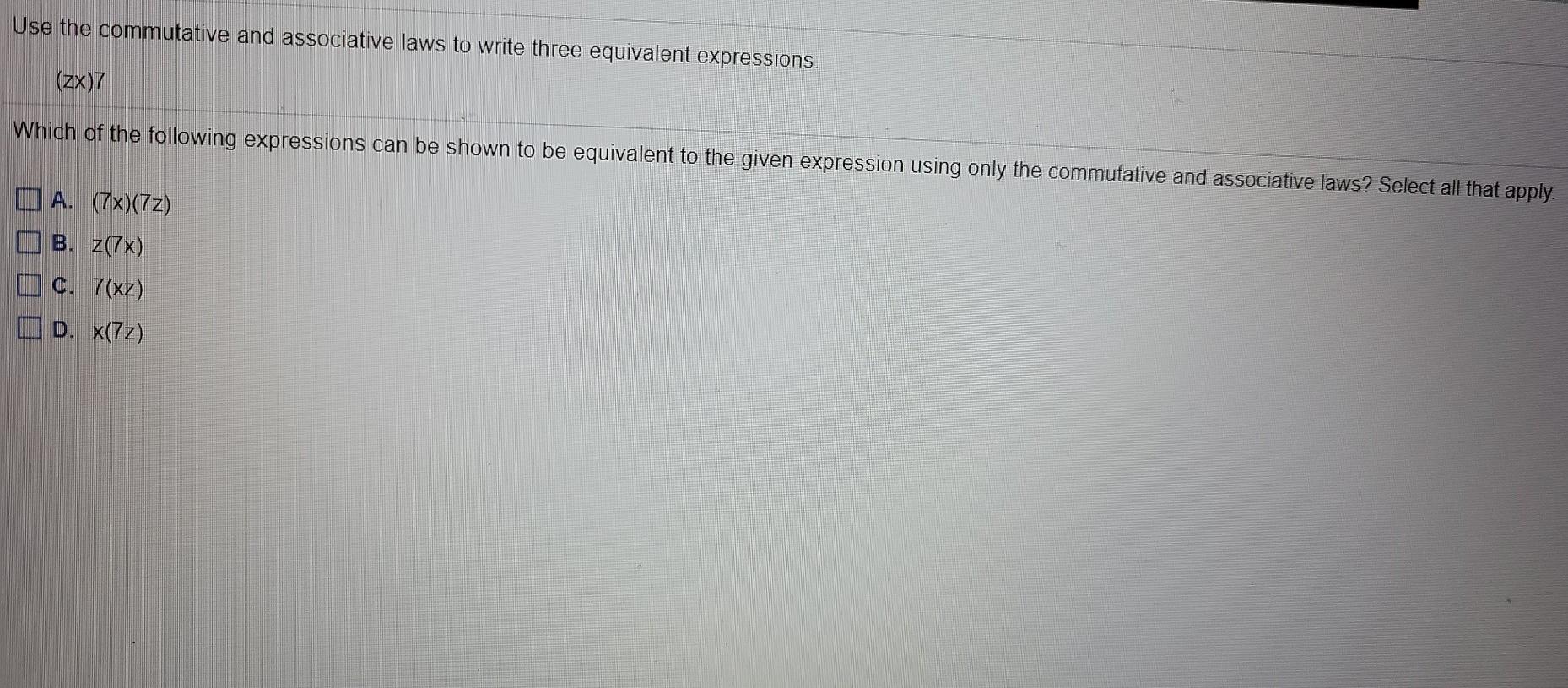 Solved Use the commutative and associative laws to write | Chegg.com