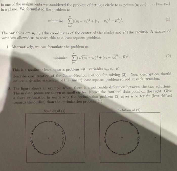 Solved in one of the assignments we considered the problem | Chegg.com
