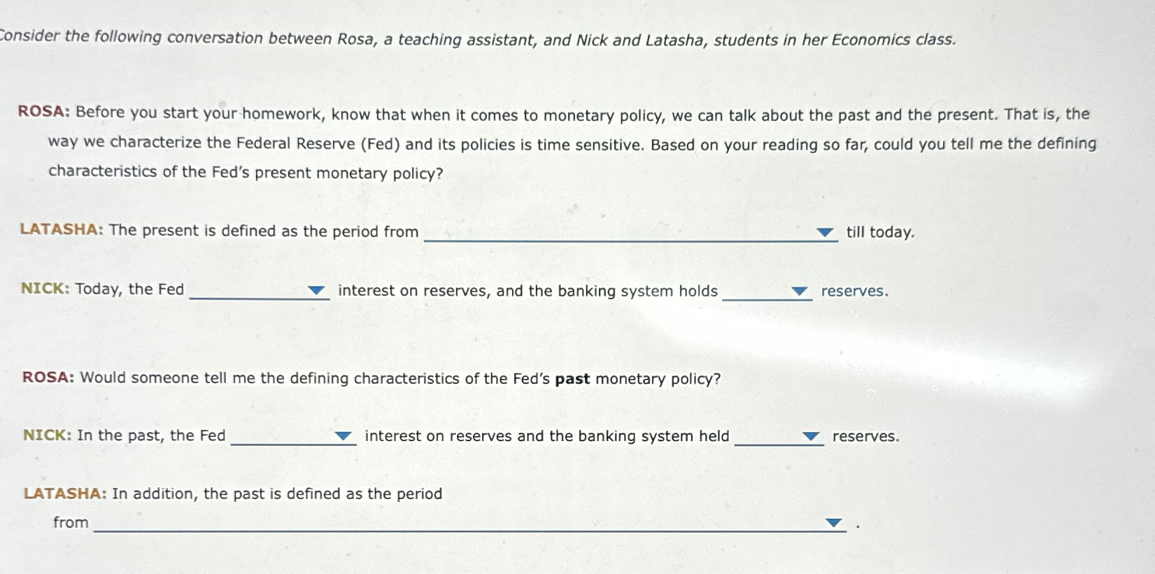 Solved Consider the following conversation between Rosa, a | Chegg.com