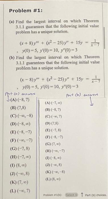 Solved (a) Find the largest interval on which Theorem 3.1.1 | Chegg.com