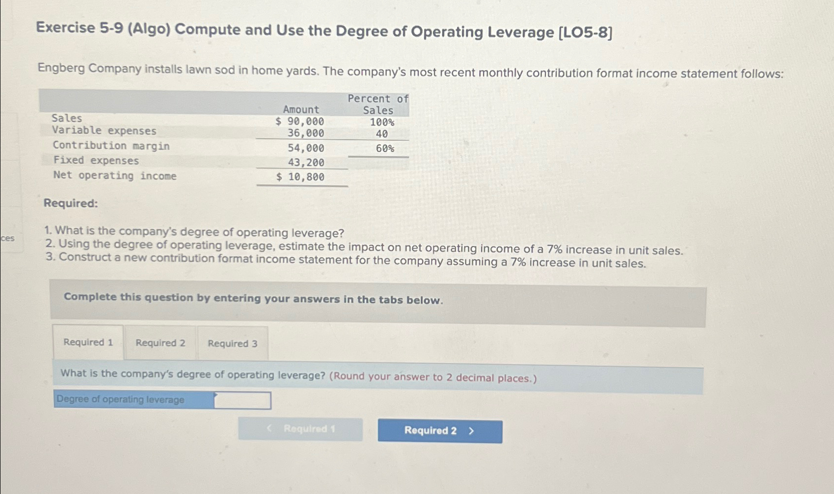 Solved Exercise 5-9 (Algo) ﻿Compute and Use the Degree of | Chegg.com
