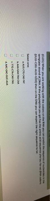 Solved (CLO5) When you are working with the codons on the | Chegg.com