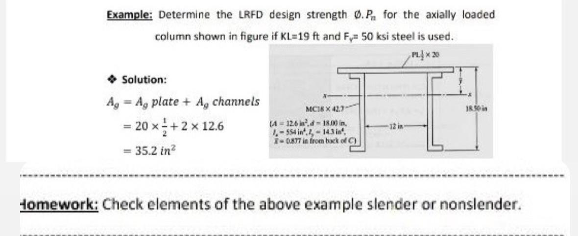 Solved Example: Determine the LRFD design strength O.Pn ﻿for | Chegg.com