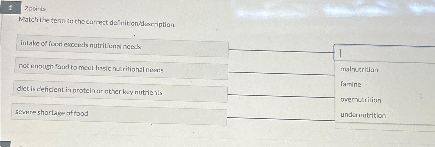 Solved 12 ﻿pointsMatch the term to the correct | Chegg.com