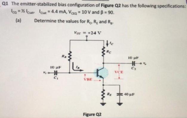 Solved Q1 The emitter-stabilized bias configuration of | Chegg.com