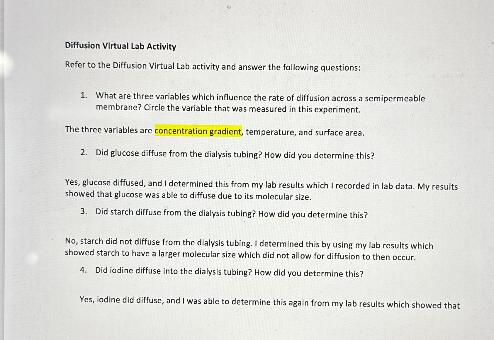 Solved Diffusion Virtual Lab ActivityRefer to the Diffusion | Chegg.com