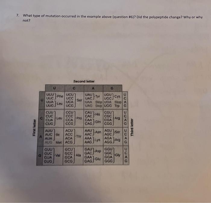 7. What type of mutation occurred in the example | Chegg.com