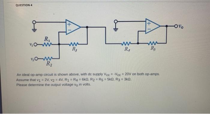 Solved An ideal op-amp circuit is shown above, with dc | Chegg.com