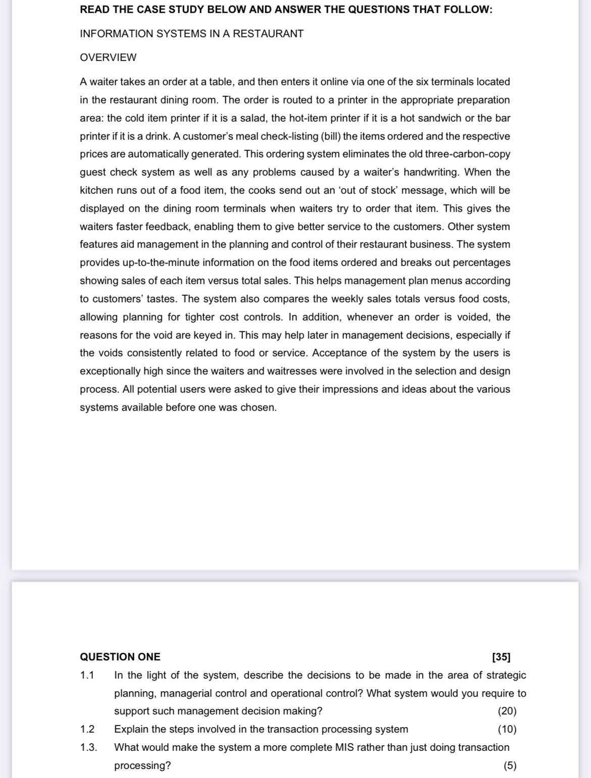 Solved READ THE CASE STUDY BELOW AND ANSWER THE QUESTIONS | Chegg.com