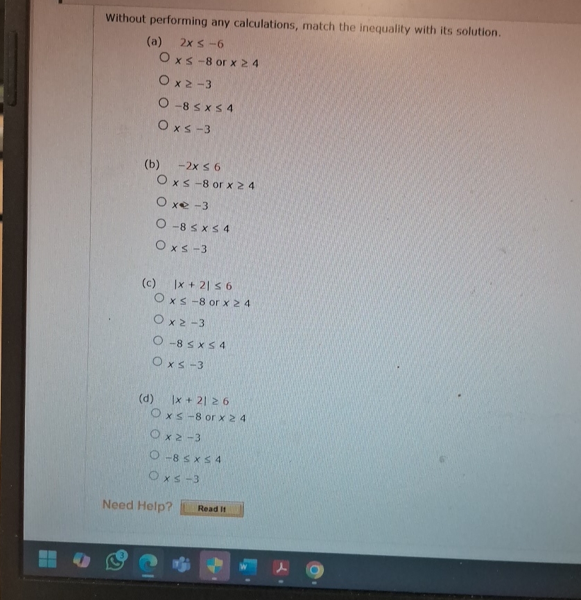 Solved Without performing any calculations, match the | Chegg.com