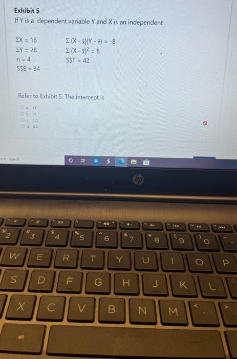 Solved Exhibit 5 If Y is a dependent variable Y and X is an | Chegg.com