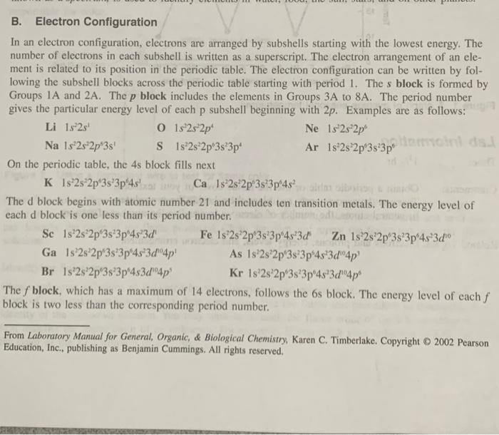 Solved S Ar 1s 2s2p*3s 3pmonds B. Electron Configuration In | Chegg.com