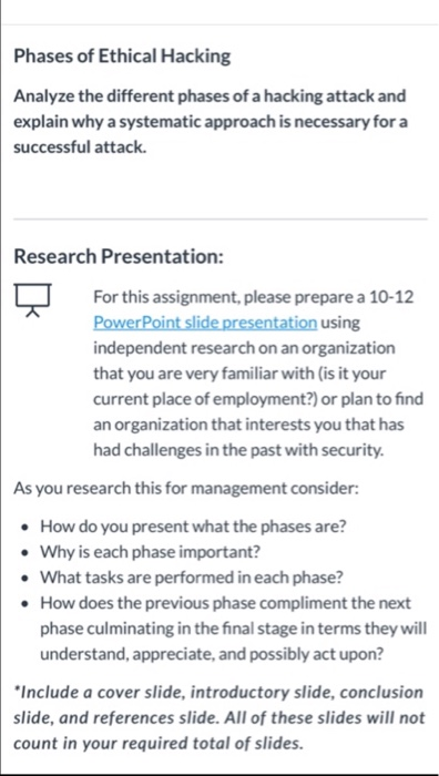 Solved Phases of Ethical Hacking Analyze the different | Chegg.com