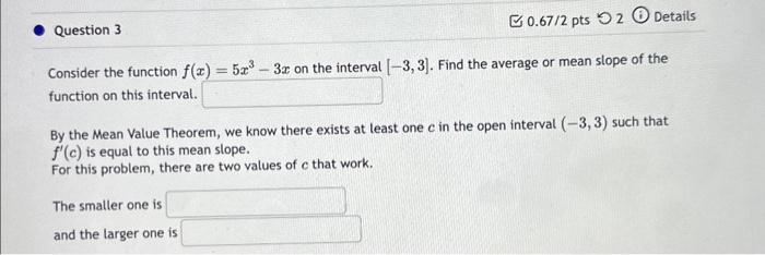 Solved Consider the function f(x)=5x3−3x on the interval | Chegg.com