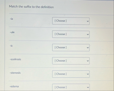 Solved Match the suffix to the definitionq, -ule -ic | Chegg.com
